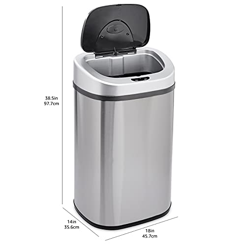 Amazon Basics Automatic Hands-Free Stainless Steel Trash Can - 80-Liter, 2 Bins