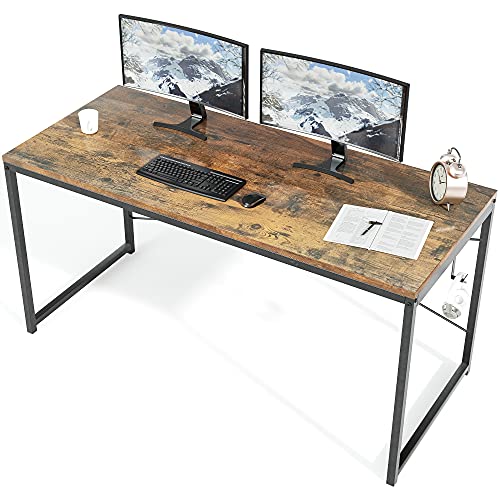 Molblly 55 inch Computer Desk,Home Office Desk Study Table Study Writing Desk,Small Computer Desk for Small Spaces,Simple Style,Easy Assemble,Rustic Brown 55"