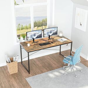 Molblly 55 inch Computer Desk,Home Office Desk Study Table Study Writing Desk,Small Computer Desk for Small Spaces,Simple Style,Easy Assemble,Rustic Brown 55"