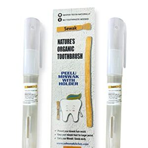 SEWAK Miswak Sticks for Teeth Natural Toothbrush | مسواك | Siwak Organic Wooden Tooth Brush Oral Teeth Whitener with Holder | Vacuum Sealed