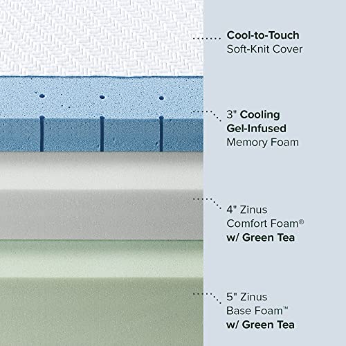 ZINUS 12 Inch Ultra Cooling Gel Memory Foam Mattress / Cool-to-Touch Soft Knit Cover / Pressure Relieving / CertiPUR-US Certified / Bed-in-a-Box / All-New / Made in USA, Queen