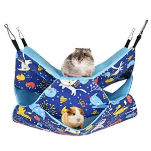 petmolico ferret hammock, triple layer small animal swinging hanging hammock pet cage accessories for sugar glider squirrel guinea pigs ferret rat hamster, cat pattern