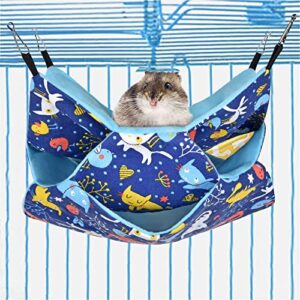 Petmolico Ferret Hammock, Triple Layer Small Animal Swinging Hanging Hammock Pet Cage Accessories for Sugar Glider Squirrel Guinea Pigs Ferret Rat Hamster, Cat Pattern