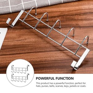 Garneck 2pcs Over The Door Hooks Stainless Steel Towel Hook Coat Hanger Rack for Hanging Bags Hat Belt Scarves Leashes Hallway Entryway Office