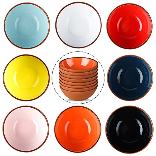 YMASINS Small Bowls, Terracotta pinch bowls, Ceramic Dipping Bowls Set of 8, Sauce dish prep bowls,11 Wabhas tiny bowls, Small Pinch Bowls for Cooking Prep(3.5 oz)