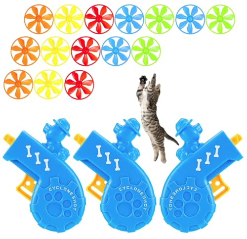 18 Pieces Cat Fetch Toy - Cat Tracks Cat Toy - Fun Levels of Interactive Play -Cat Toys with 5 Colors Flying Propellers Satisfies Cat Hunting, Chasing & Training Exercise Needs