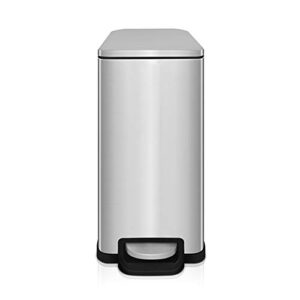 Innovaze 2.6 Gal./10 Liter Slim Stainless Steel Step-on Trash Can for Bathroom and Office