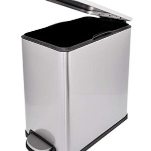 Innovaze 2.6 Gal./10 Liter Slim Stainless Steel Step-on Trash Can for Bathroom and Office