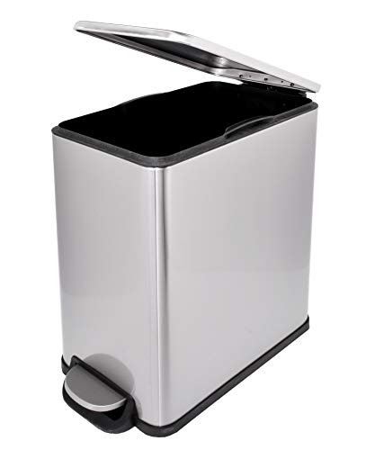 Innovaze 2.6 Gal./10 Liter Slim Stainless Steel Step-on Trash Can for Bathroom and Office