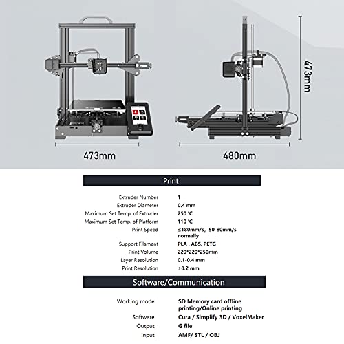 Voxelab Aquila X2 Upgrade 3D Printer Integrated Structure Design with Carborundum Glass Platform and TMC2208 32-bit Silent Mainboard, 8.66x8.66x9.84in Printing Size