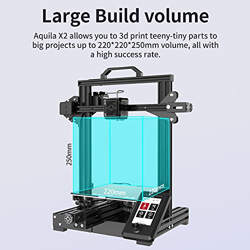 Voxelab Aquila X2 Upgrade 3D Printer Integrated Structure Design with Carborundum Glass Platform and TMC2208 32-bit Silent Mainboard, 8.66x8.66x9.84in Printing Size