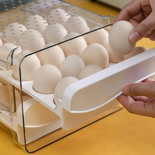 KELEJU Egg Storage Box 40 Grid ,Large Capacity Double Drawer,Household Fresh-Keeping Egg Shelf Tray,Storage Box For Kitchen Counter And Refrigerator,Transparent And Visible