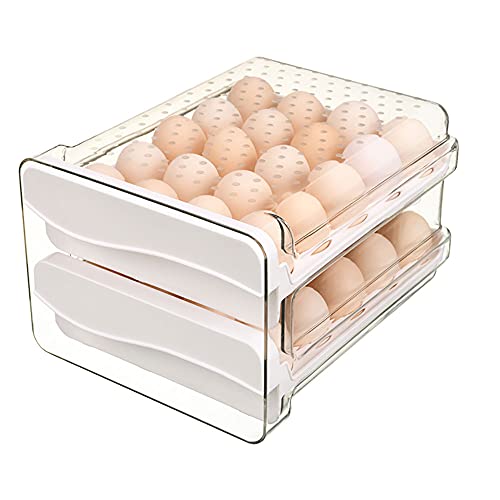 KELEJU Egg Storage Box 40 Grid ,Large Capacity Double Drawer,Household Fresh-Keeping Egg Shelf Tray,Storage Box For Kitchen Counter And Refrigerator,Transparent And Visible