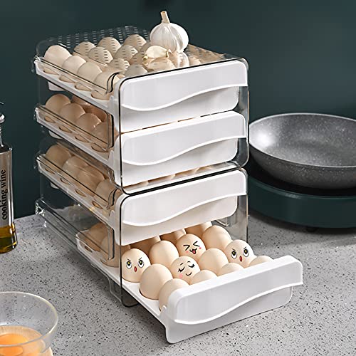 KELEJU Egg Storage Box 40 Grid ,Large Capacity Double Drawer,Household Fresh-Keeping Egg Shelf Tray,Storage Box For Kitchen Counter And Refrigerator,Transparent And Visible