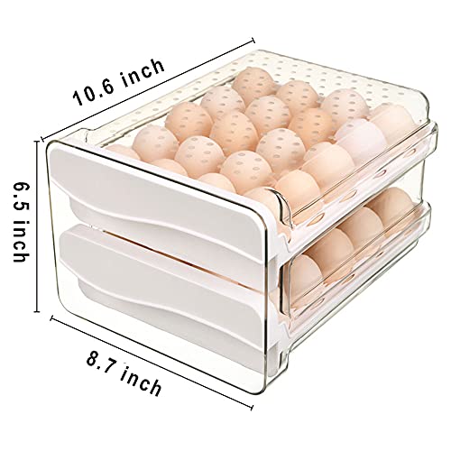 KELEJU Egg Storage Box 40 Grid ,Large Capacity Double Drawer,Household Fresh-Keeping Egg Shelf Tray,Storage Box For Kitchen Counter And Refrigerator,Transparent And Visible