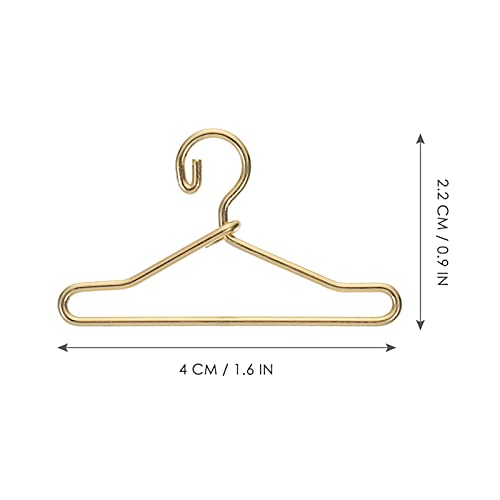 EXCEART 50pcs Mini Doll Clothes Hangers Metal Doll Gown Dress Outfit Holders Toys Hanging Rack Dollhouse Accessory 40mm ( Golden )