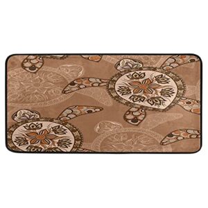 vintage ethnic indian floral turtle large area rug non-slip washable soft floor mat carpet for kitchen bedroom living room bathroom home decor,39x20 inch