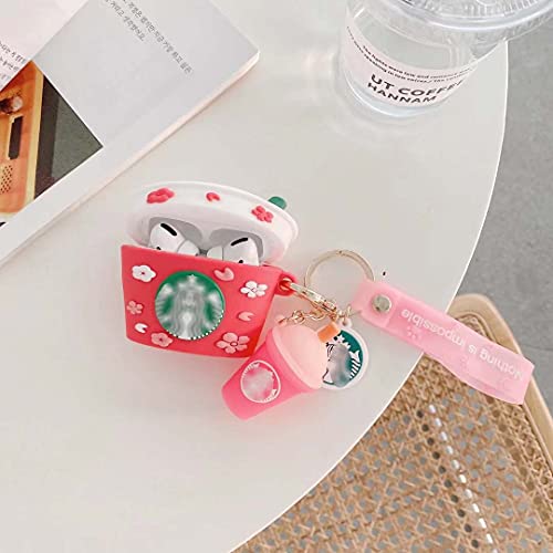 Airpods Case,3D Cute Funny Cool Kawaii Fashion Ice Cream Cup Airpods Case,Soft Silicone Skin Cover Shock-Absorbing Protective Case with Keychain for Airpods 2 & 1 Charging Case (Red)