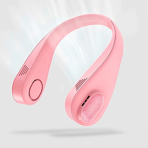 Neck Fans: Bladeless Neck Fan Rechargeable, Portable Neck Fan Hands Free with 360° Cooling Necklace Fan, 3 Speeds Hanging Personal Fan Low Noise for Office Running Camping Travel (Pink)