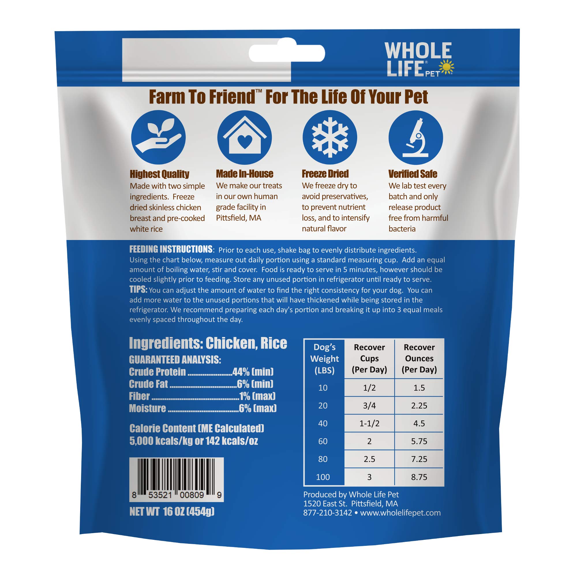 Whole Life Pet Recover. Bland Diet for Dogs - Vomiting, Stomach Distress or Diarrhea Relief. Ready in Minutes - Just Add Water