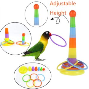 Bird Training Toy, Parakeet Intelligence Toy, Parrot Wooden Block Puzzles Toy, Bird Basketball Toy, Parrot Skateboard, Bird Stacking Toy for Parrot Budgie Cockatiel Finch