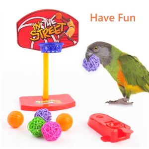 Bird Training Toy, Parakeet Intelligence Toy, Parrot Wooden Block Puzzles Toy, Bird Basketball Toy, Parrot Skateboard, Bird Stacking Toy for Parrot Budgie Cockatiel Finch