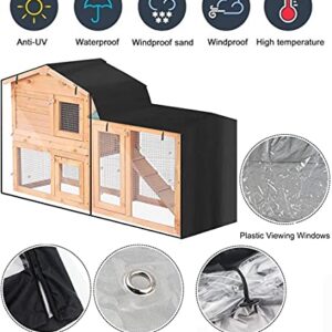 Triangle Rabbit Hutch Cover UCARE 210D Oxford Waterproof Rabbit Guinea Pig Animal Hutch Elevated Cover Dust Pet House Bunny Cage Covers (70.9x20.5x33.9 INES/ 180x52x86 cm, Black)