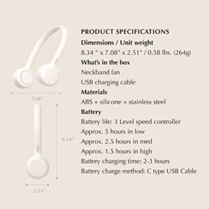 Dansoon Bladeless Neckband Rechargeable Portable Fan (Cream White)