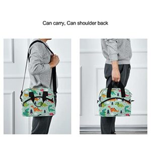 Cute Dinosaurs Cartoon Lunch Bag Insulated Reusable Tote Bag for Girls Boys Women Men Thermal Cooler Bag with Adjustable Strap for Work School