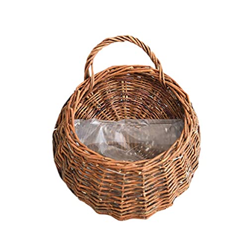 UXZDX Hand-Woven Hanging Basket Storage Basket Flower Pot Wall Hanging Basket Potted Flower Pot Basket Rattan Basket