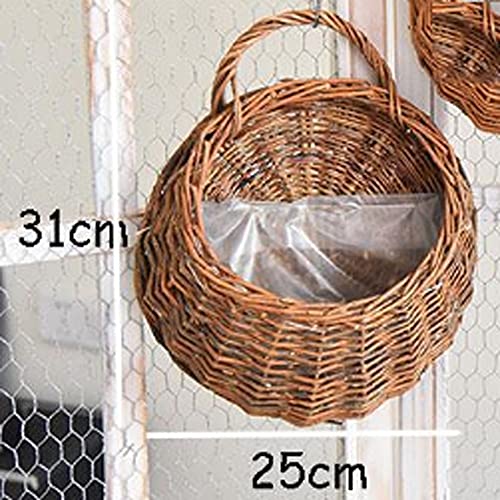 UXZDX Hand-Woven Hanging Basket Storage Basket Flower Pot Wall Hanging Basket Potted Flower Pot Basket Rattan Basket