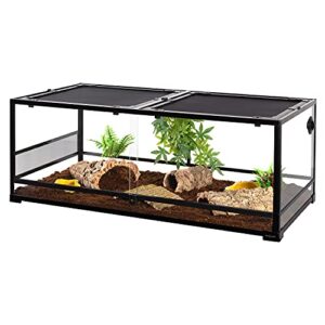 repti zoo 85 gallon reptile glass terrarium, 48" x 24" x 18" reptile detachable terrarium with double hinge door & screen ventilation, 2 in 1 large reptile terrarium