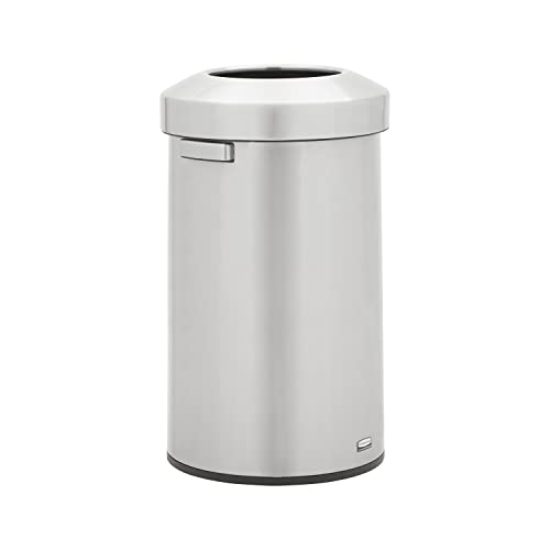 Rubbermaid Commercial Products Refine Decorative Container, 23 Gallon, Round Stainless Steel Trash Can