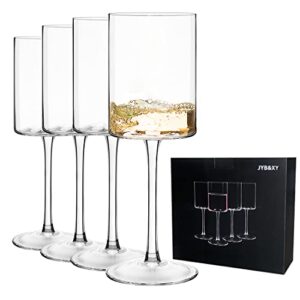 red or white wine glasses 15oz hand blown premium crystal square wine glass set of 4 unique large wine glasses long stem for men or women wedding, anniversary, christmas