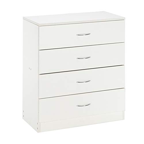 Volowoo 4-Drawer Chest Storage,Dresser Organizer, MDF Wood Simple Dresser Tower Easy to Assemble Chest of Drawers for Bedroom, Hallway, Entryway, Closets,Office (White)