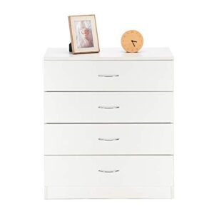 Volowoo 4-Drawer Chest Storage,Dresser Organizer, MDF Wood Simple Dresser Tower Easy to Assemble Chest of Drawers for Bedroom, Hallway, Entryway, Closets,Office (White)