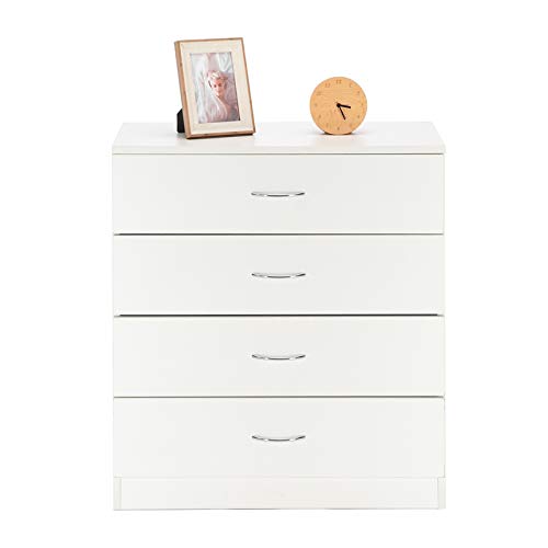 Volowoo 4-Drawer Chest Storage,Dresser Organizer, MDF Wood Simple Dresser Tower Easy to Assemble Chest of Drawers for Bedroom, Hallway, Entryway, Closets,Office (White)