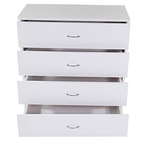 Volowoo 4-Drawer Chest Storage,Dresser Organizer, MDF Wood Simple Dresser Tower Easy to Assemble Chest of Drawers for Bedroom, Hallway, Entryway, Closets,Office (White)