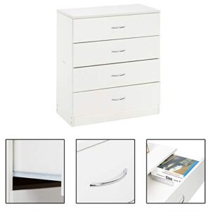 Volowoo 4-Drawer Chest Storage,Dresser Organizer, MDF Wood Simple Dresser Tower Easy to Assemble Chest of Drawers for Bedroom, Hallway, Entryway, Closets,Office (White)