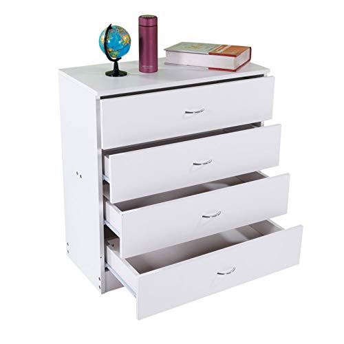 Volowoo 4-Drawer Chest Storage,Dresser Organizer, MDF Wood Simple Dresser Tower Easy to Assemble Chest of Drawers for Bedroom, Hallway, Entryway, Closets,Office (White)