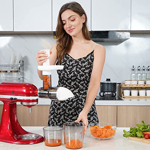 Masticating Juicer Attachment for KitchenAid All Models Stand Mixers, Masticating Juicer, Slow Juicer Attachment for KitchenAid All Models Stand Mixers, White(Machine/Mixer Not Included)