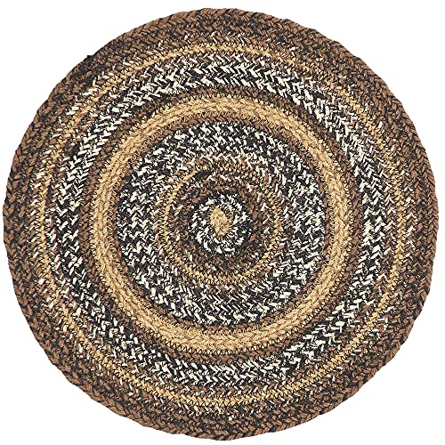 VHC Brands Espresso Trivet Hot Pad for Pots Pans, Brown Black Tan, Jute Blend, Round Circle, 15 Inches