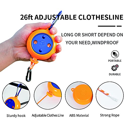 PLAY-KING Retractable Clothesline Portable for Hanging Camping Travel Outdoor