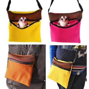 Heave Hamster Carrier Bag,Guinea Pig Hamster Carrier Pouch Bag,Breathable Outgoing Travel Bag for Small Animals Sugar Glider Hedgehog Hamster Rat Squirrel Yellow