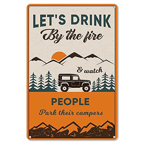 Funny Camping Sayings Metal Tin Sign Wall Decor Campsite Sign for Home Wall Decor Gifts for Women Men Friends - 8x12 Inch