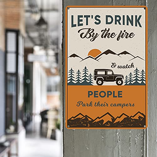 Funny Camping Sayings Metal Tin Sign Wall Decor Campsite Sign for Home Wall Decor Gifts for Women Men Friends - 8x12 Inch