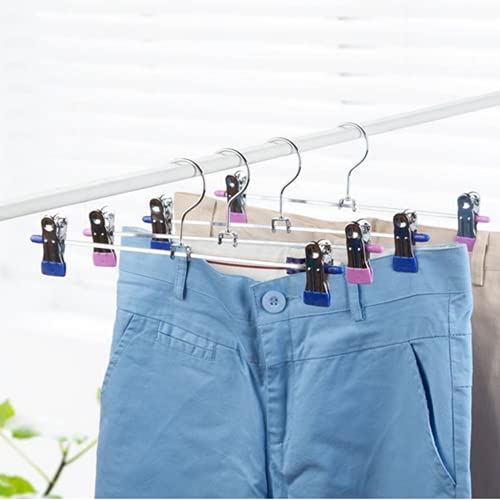 10 Heavy-Duty Trouser Hangers with Clips, Adjustable Metal Trouser Hangers, Skirt Hangers with Clips, Space-Saving Jeans Hangers