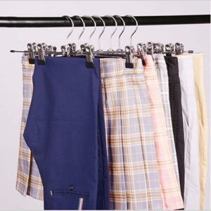 10 Heavy-Duty Trouser Hangers with Clips, Adjustable Metal Trouser Hangers, Skirt Hangers with Clips, Space-Saving Jeans Hangers