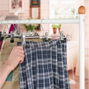 10 Heavy-Duty Trouser Hangers with Clips, Adjustable Metal Trouser Hangers, Skirt Hangers with Clips, Space-Saving Jeans Hangers