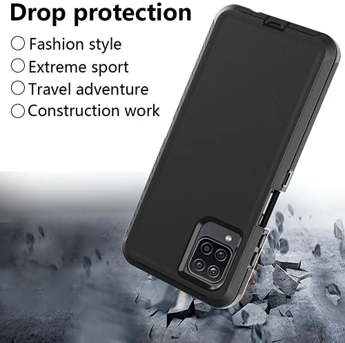 Galaxy A12 case,Samsung A12 case,A12 Heavy Duty case,[Military Grade Protective ][Shockproof] [Dropproof] [Dust-Proof], Compatible with Samsung Galaxy A12 (Black)